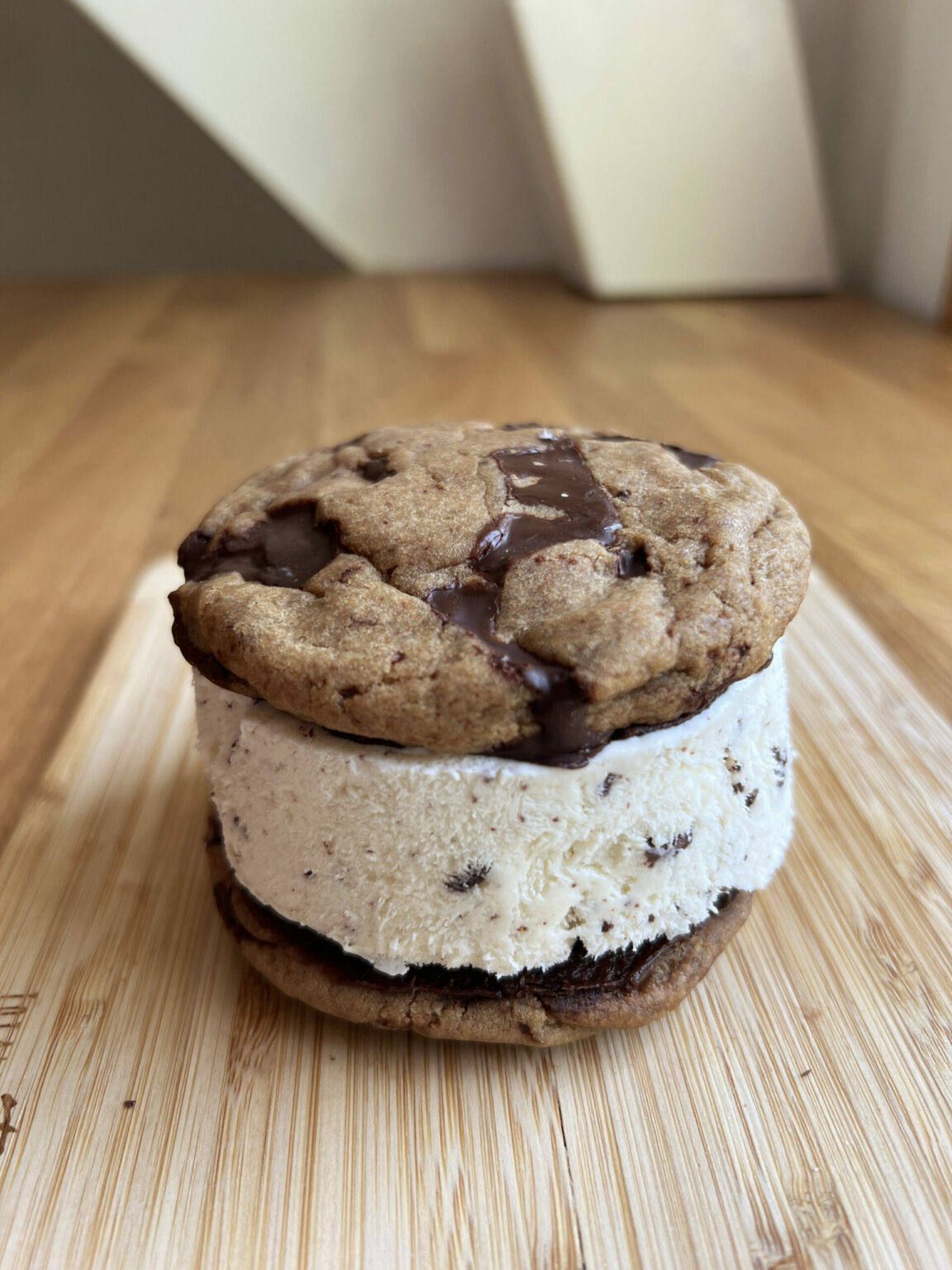 Mint Chocolate Chip Sourdough Cookie Ice Cream Sandwich - Jesha's